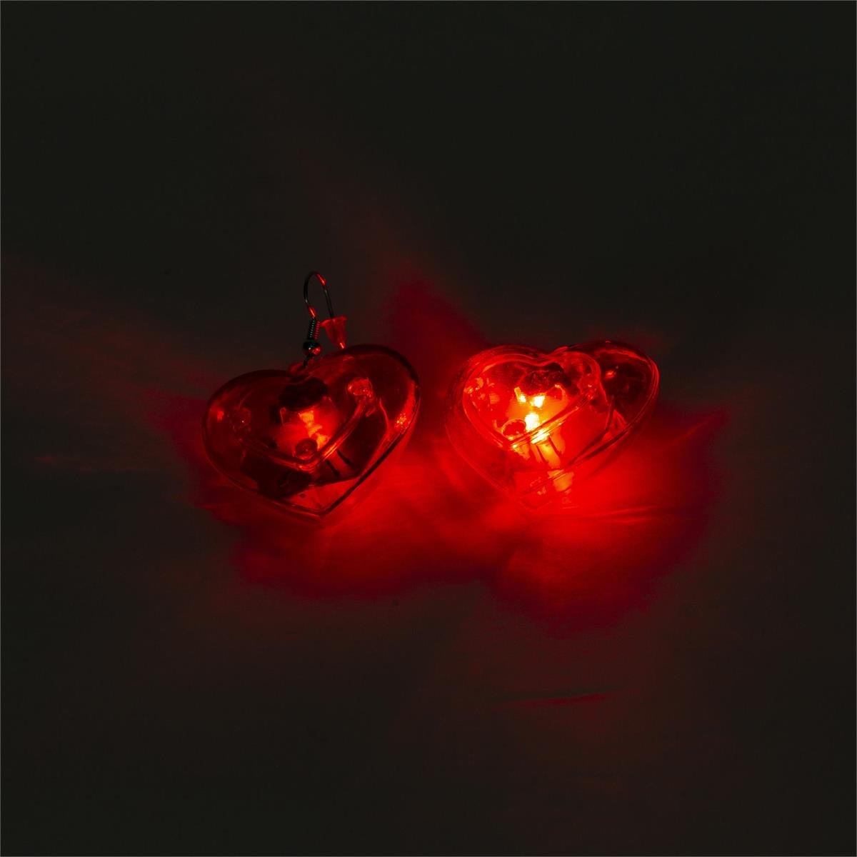 V'tines Flashing LED Heart Earrings , b/c, 24pcs/PDQ