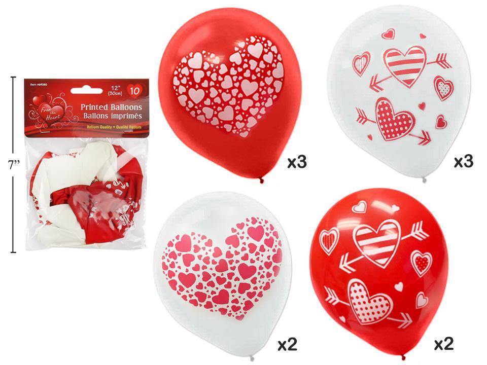 V'tines 10ct. 12" Printed Heart Design Balloons, pbh