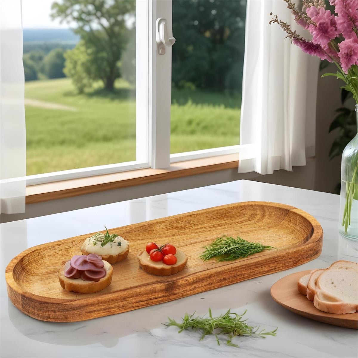 L.Gourmet Acacia Wood Serving Tray, 27x10.2x2cm, color sleeve