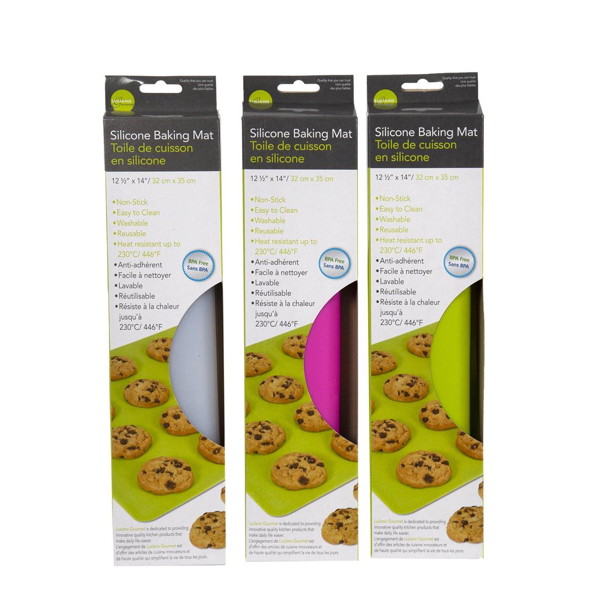 L.Gourmet Silicone Baker's Mat, 14" x 12.5", 3 colours, cbx