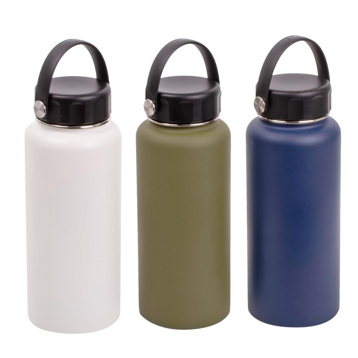 PURE 1L Thermal SS (18/8) Bottle, w/ Carrying Handle, Cream White