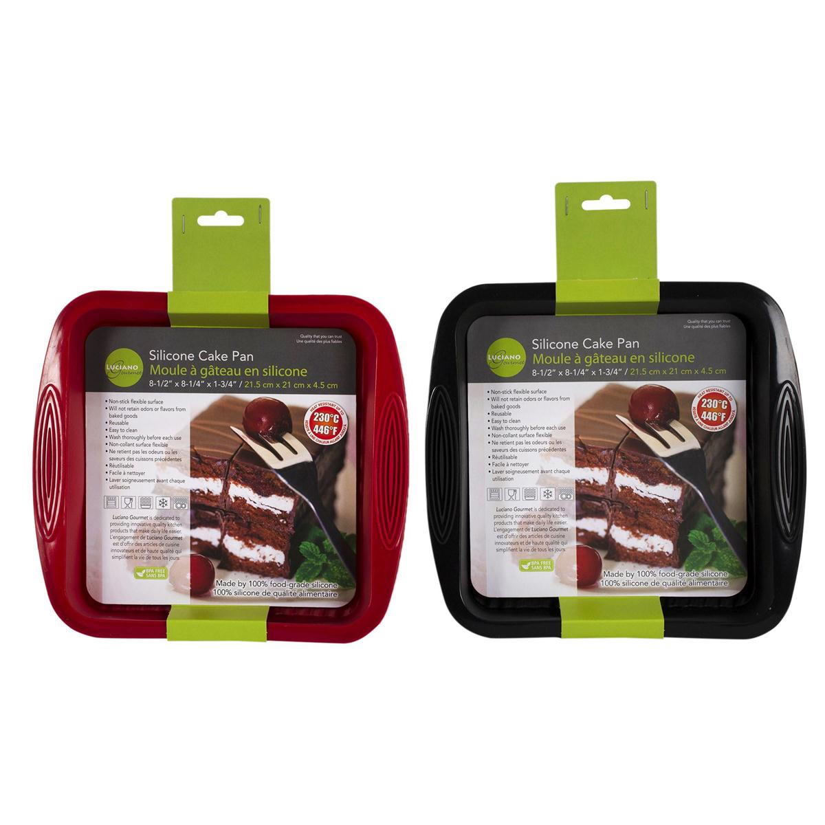 L.Gourmet 8.75x8.25x1.5" Silicone Cake Pan, 2 col., wrap card