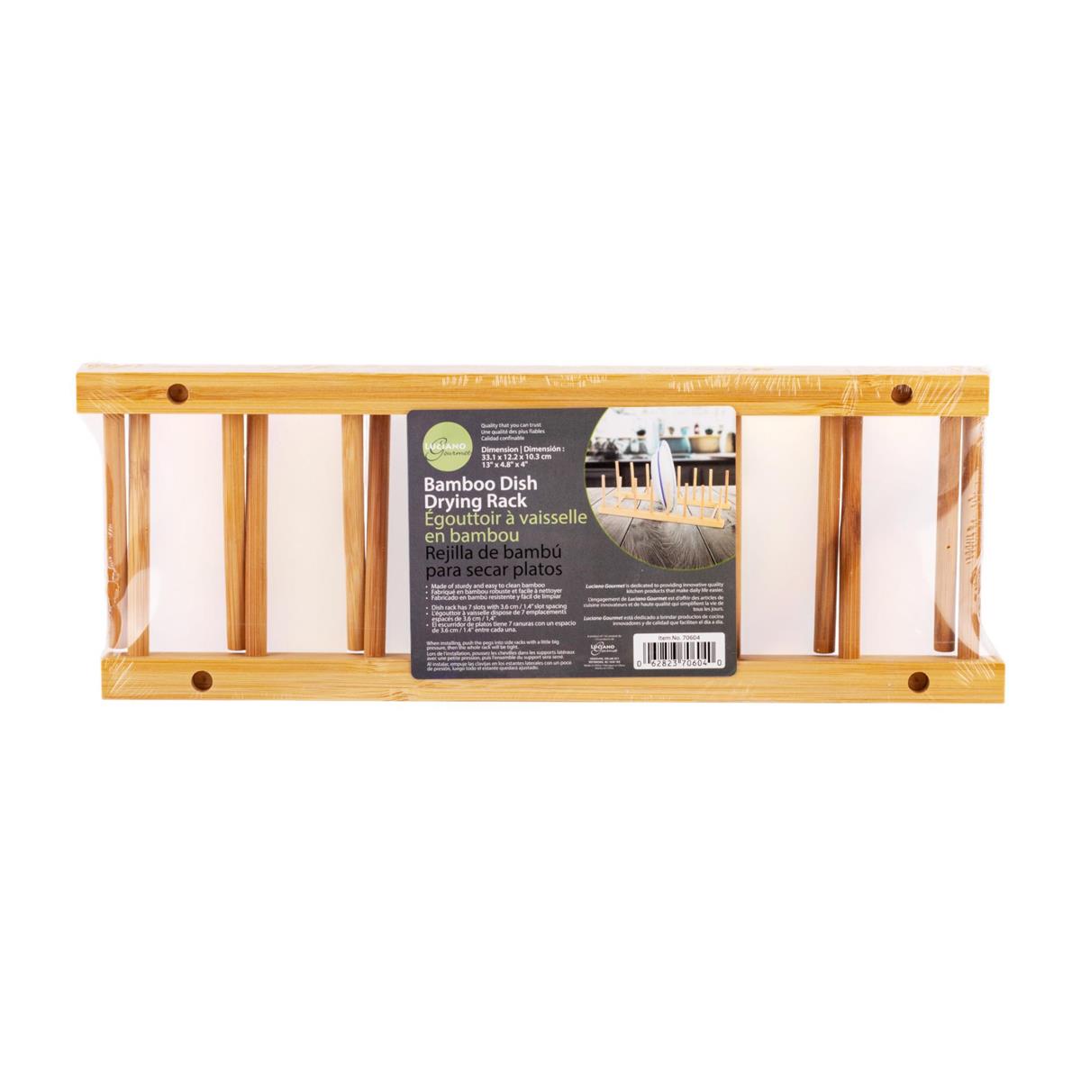 L.Gourmet Bamboo Dish Drying Rack, K/D, 33.5x12.5cm, shrink, col.label