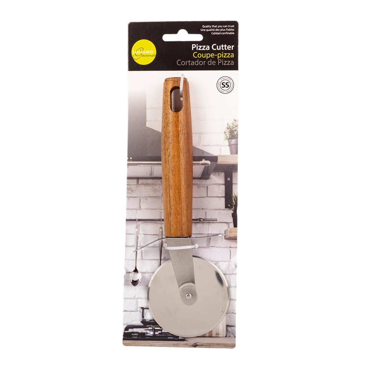 L.Gourmet SS Pizza Cutter w/ Acacia Wood Handle, t.o.c.