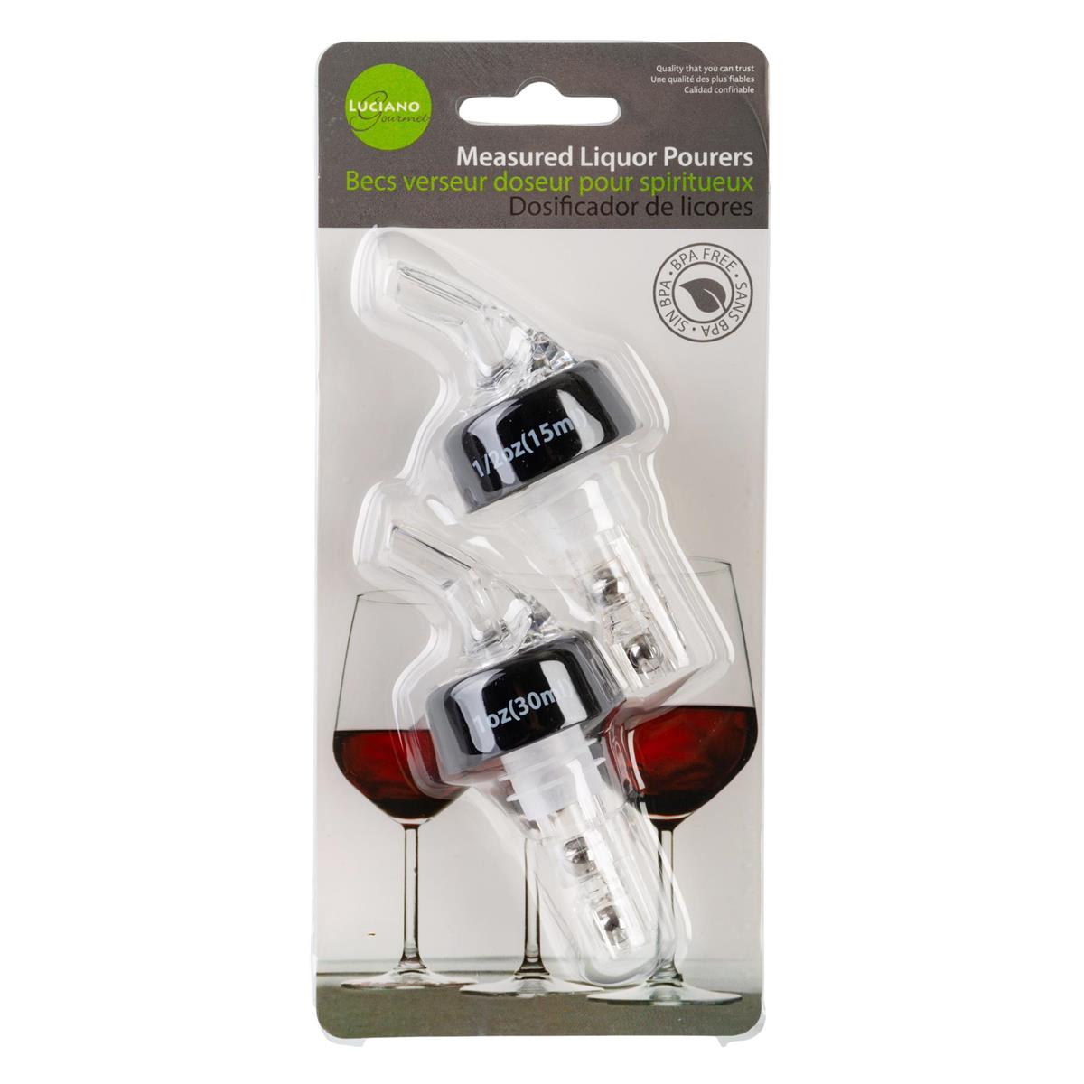 L.Gourmet, 2-pc Measured Liquor Pourers Set, 1oz (30ml), t.o.c.