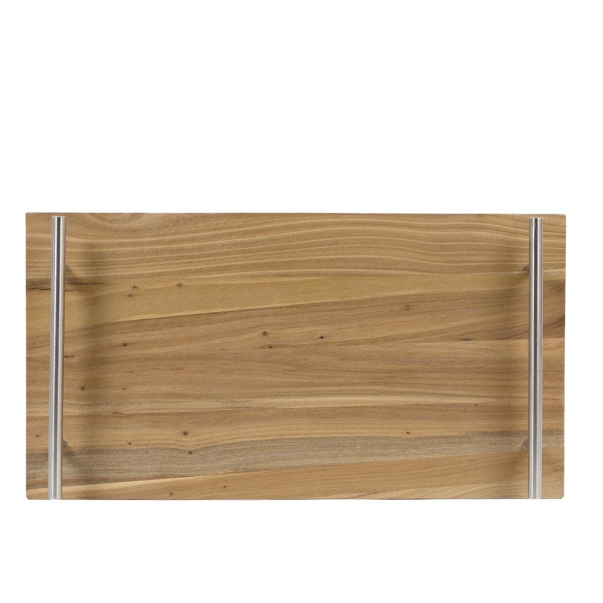 L.Gourmet Acacia Wood Serving Tray w/ Handle, 15.25x8.25", wrap card