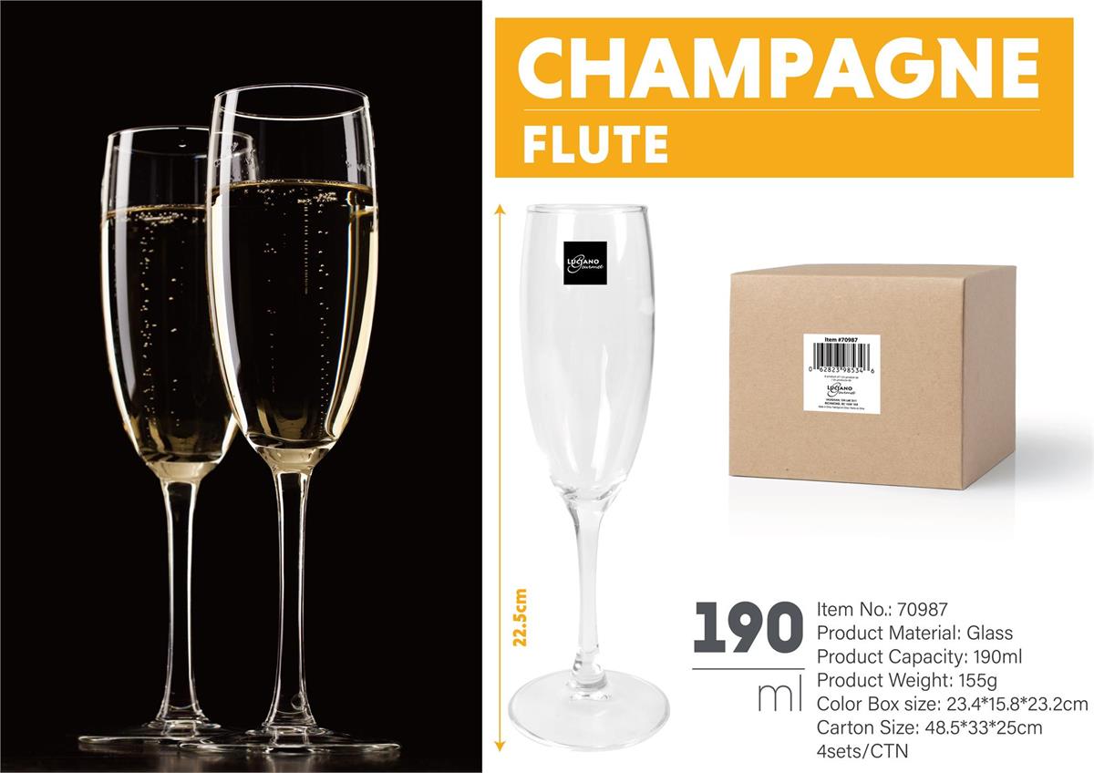 L.Gourmet 190ml Champagne Glass, Label