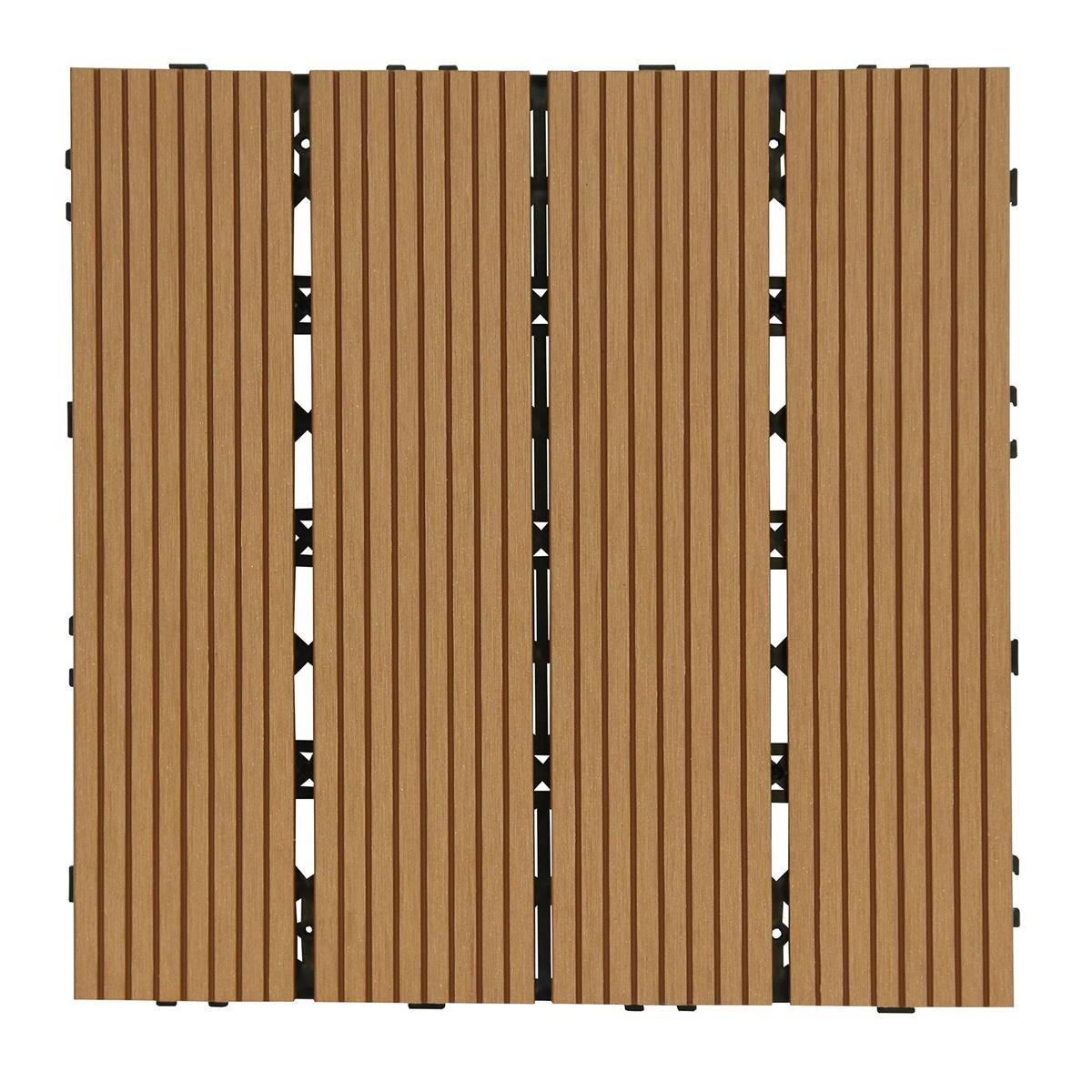 Master Pro, 9-PC Decking Tiles WPC, Teak color, 11.8"x11.8"x0.8"