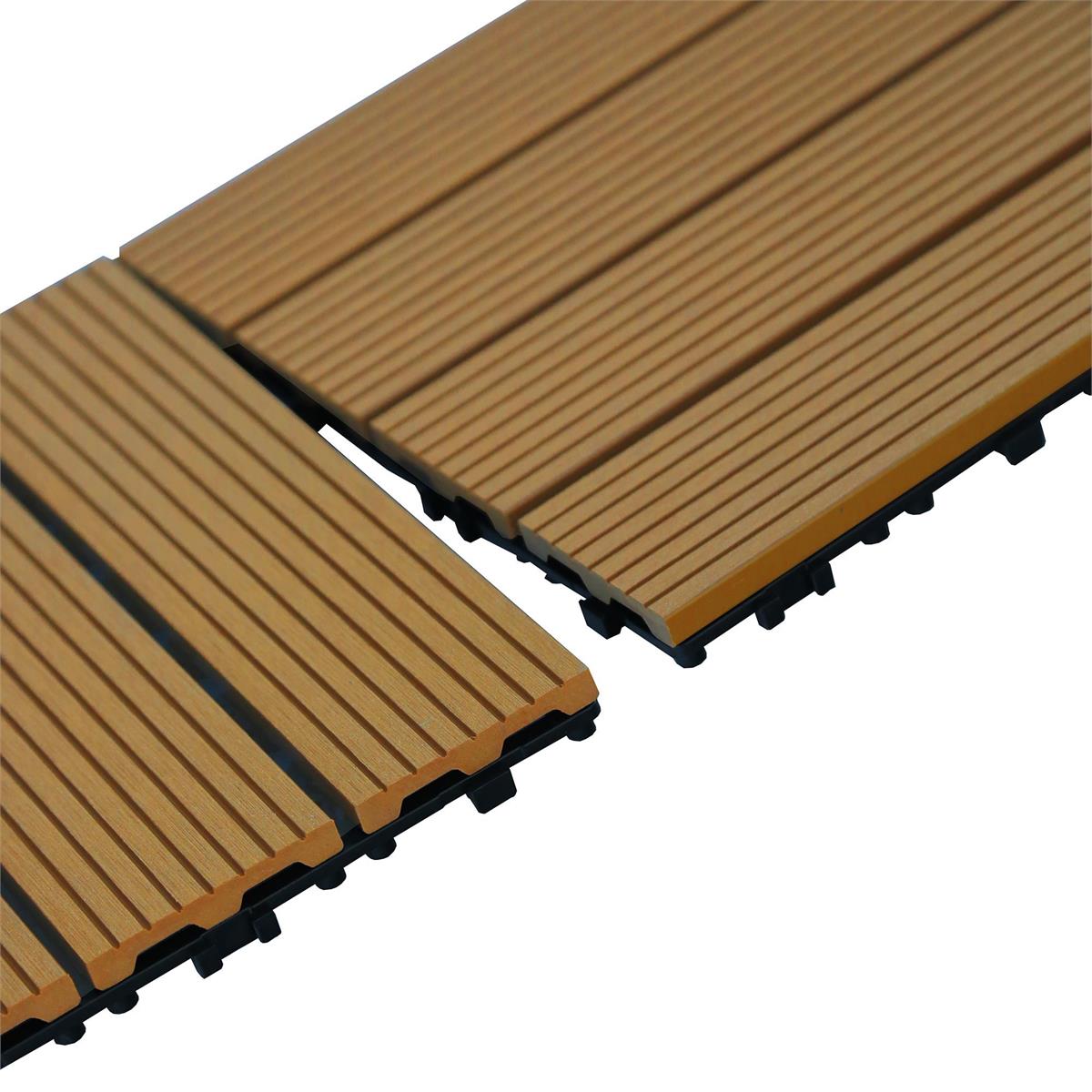 Master Pro, 9-PC Decking Tiles WPC, Teak color, 11.8"x11.8"x0.8"