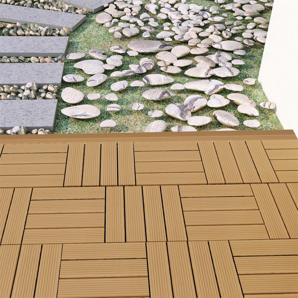 Master Pro, 9-PC Decking Tiles WPC, Teak color, 11.8"x11.8"x0.8"