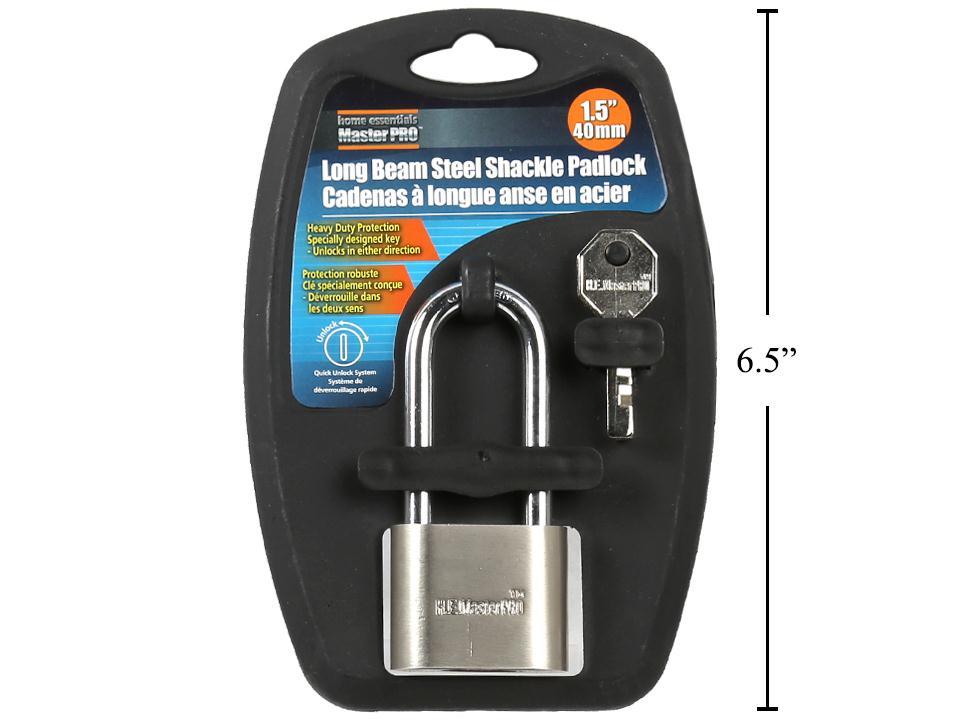 Master Pro 40mm Long Beam Padlock, Plastic Holder