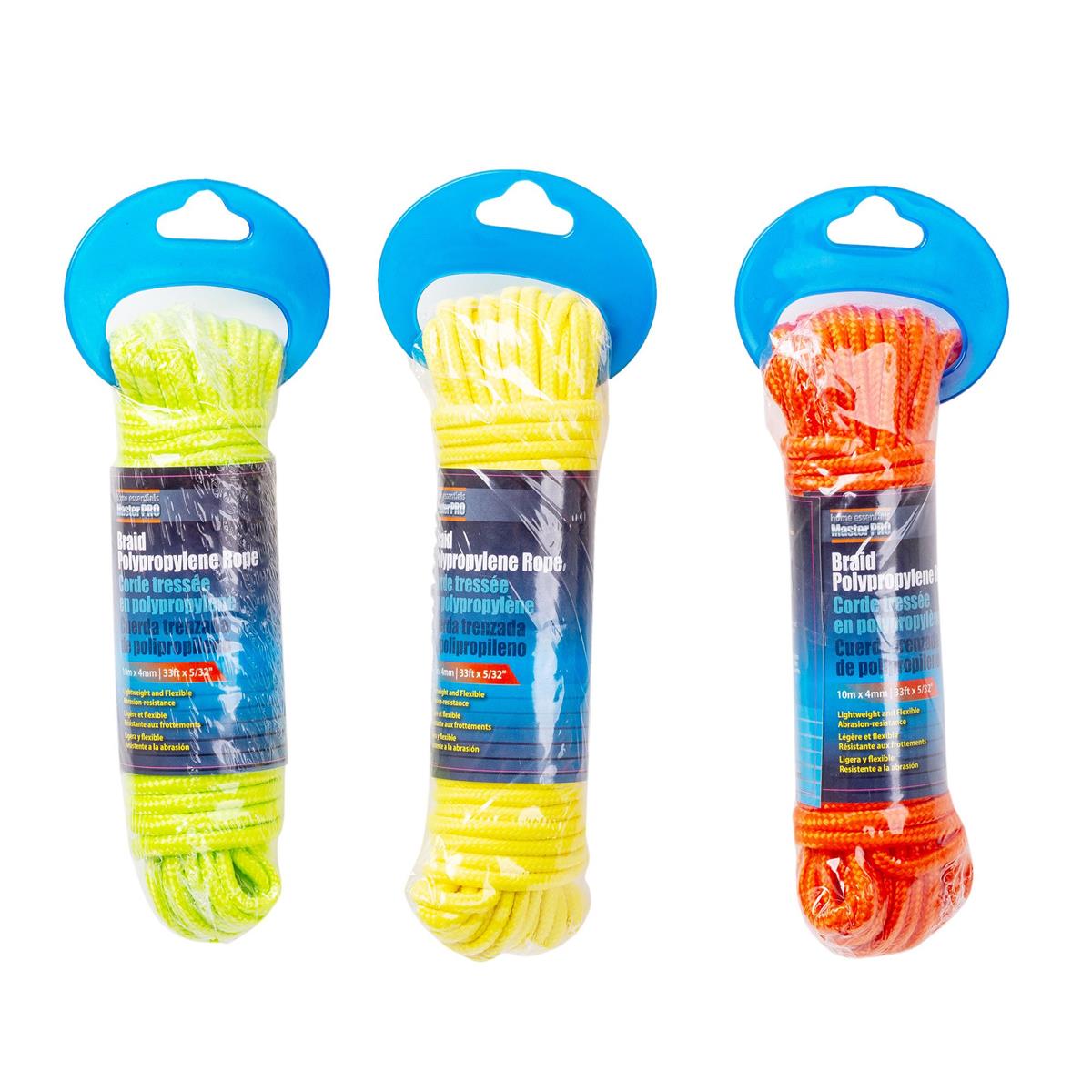 H.E. Master Pro. Polyproplene Rope 10M x 4mm, 3 cols, Shrink wrap