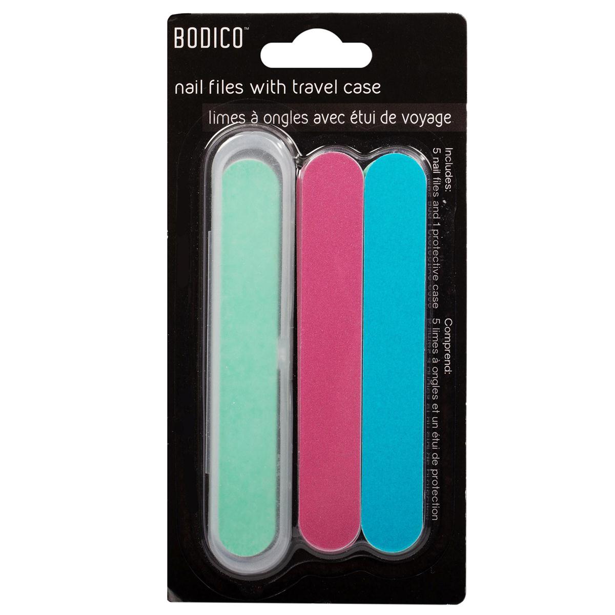 Bodico 5-pc Nail Files w Travel/ Protective Case, b/c(HZ)