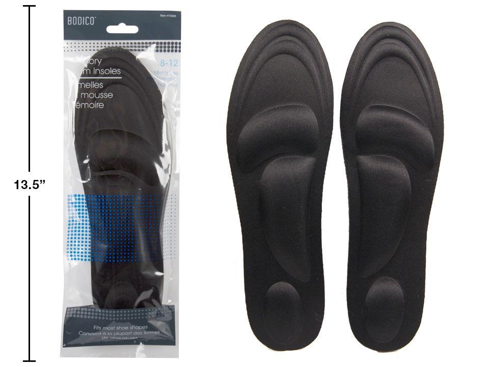 Bodico, Men's Memory Foam Insoles, L:10.5", printed poly bag(HZ)