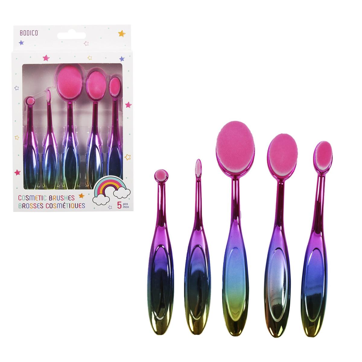 Bodico, RNBW 5-pc Oval Brush Set, window box, 6/pdq
