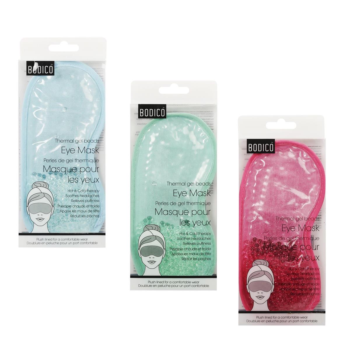 Bodico, Gel Beads Eye Mask w Plush Back, 3col, printed pvc box