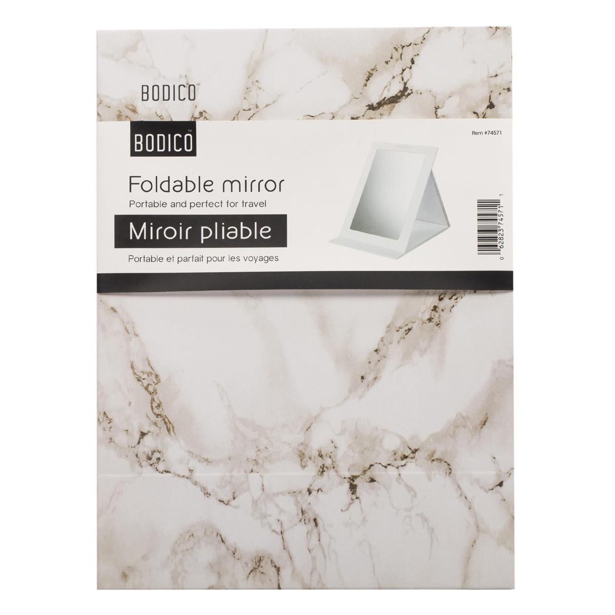Bodico, Foldable Mirror 20.5x29cm, paper wrap, 12 pcs/pdq, s/b grey marble