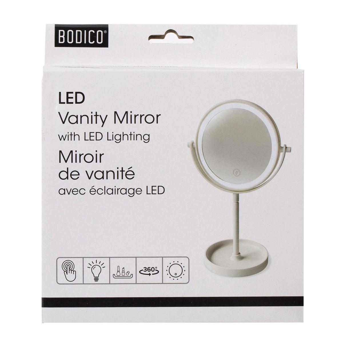 Bodico, light up mirror with stand, 3 asst, plastic, col box