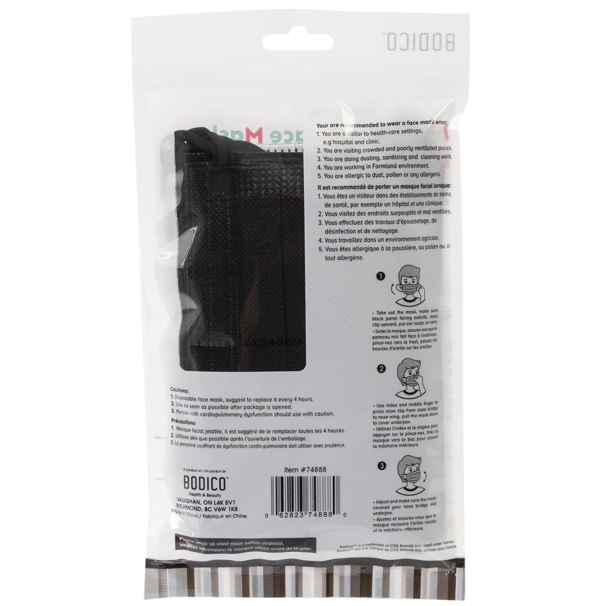 Bodico 10pk KIDS Disposable Mask BLACK 4 ply , Zip Lock bag