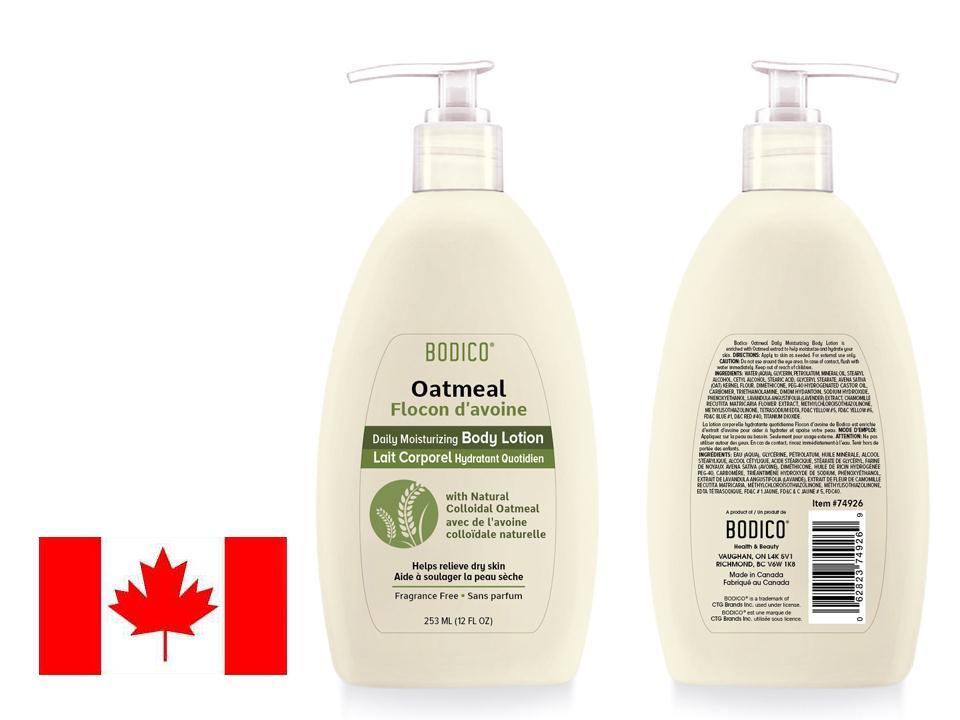 Bodico, 354ml Oatmeal Lotion, label , Made in Canada