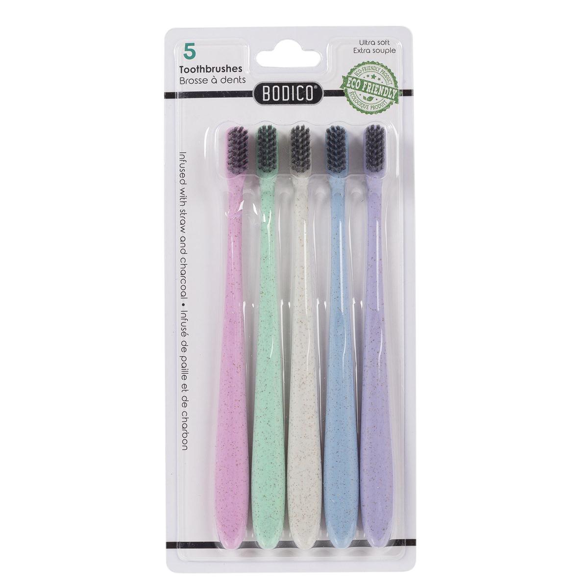 Bodico, 5pk Eco-Friendly Toothbrush ,ultra soft tapered, b/c