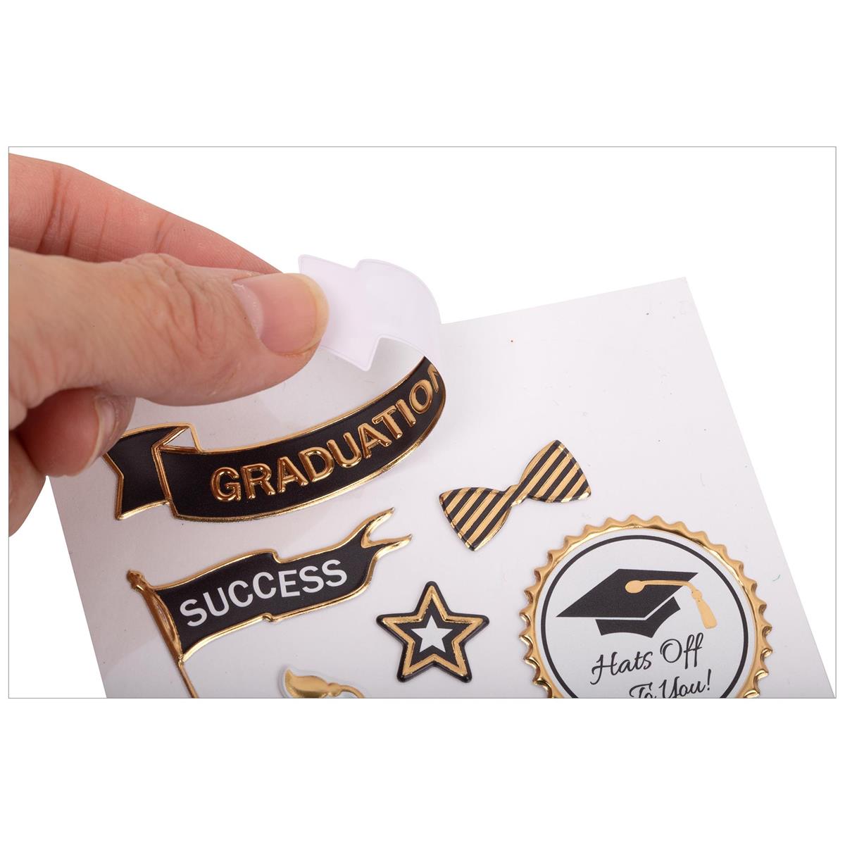 Graduation Chipboard Stickers w/Foil, 7''x6'', pbh