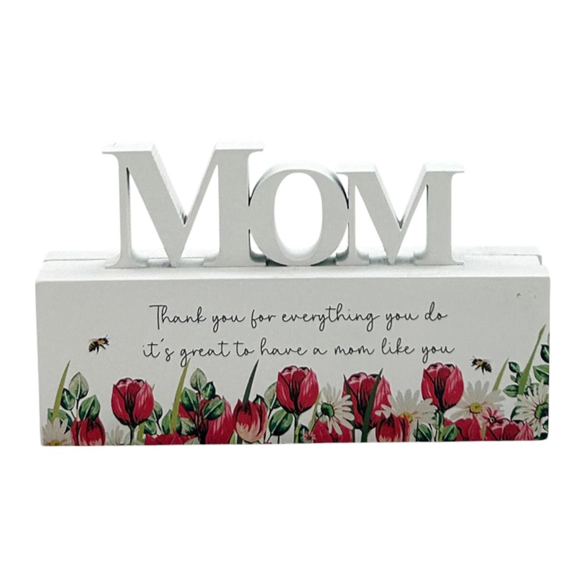 Mother's Day MOM Wooden Block Tabletop DÃ©cor, 4.72"x2.75",upc