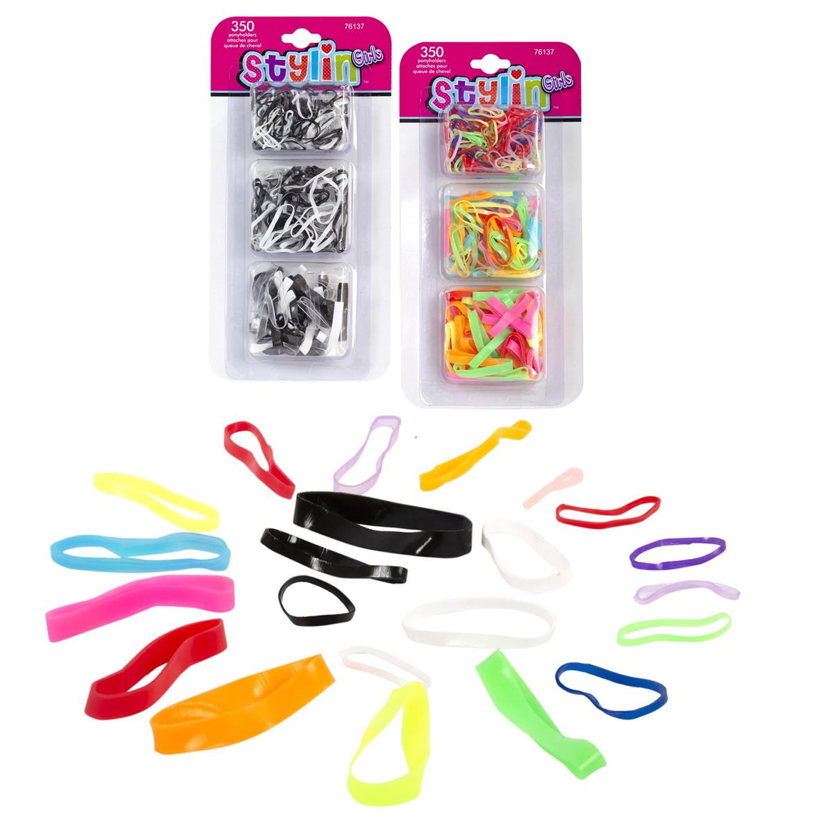 Stylin G, 350p Rubber Ponyholders Mixed Size, 2 asst, hc