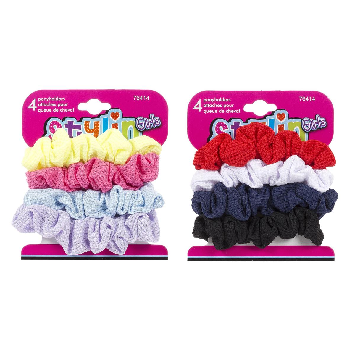 Kids 4-pc Waffle Ponyholders, 2asst