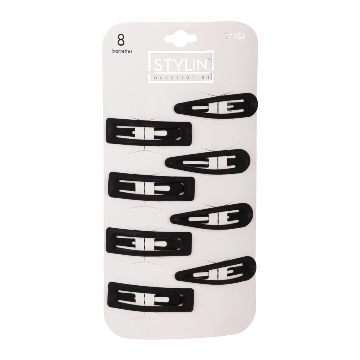 Stylin, 8-pc Neutral Clip Set, black, matte, hc