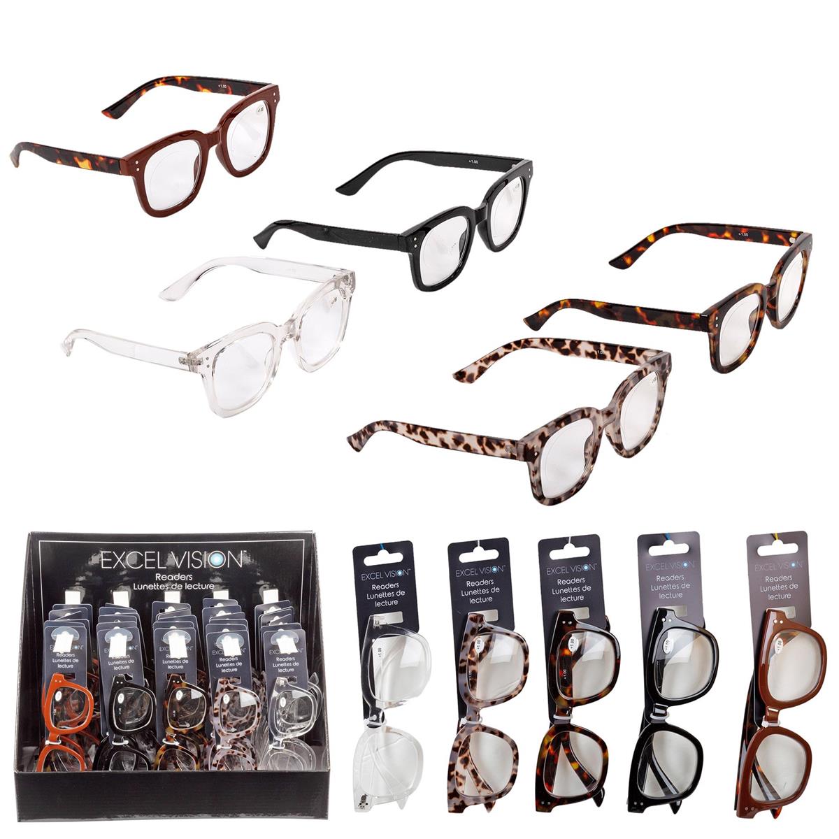 Excel Vision, Readers w Thick Frame 5 asst, header, 30/PDQ