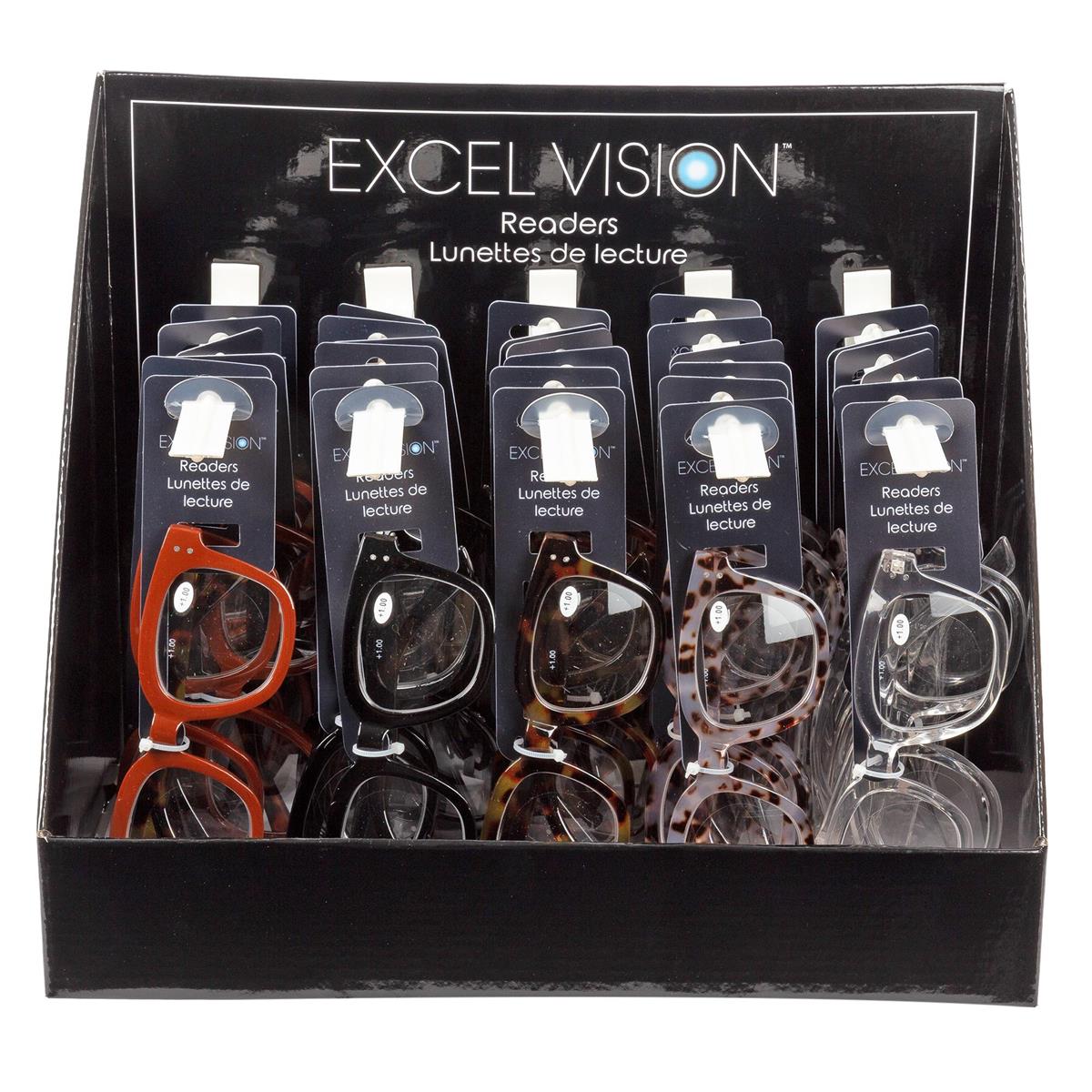 Excel Vision, Readers w Thick Frame 5 asst, header, 30/PDQ