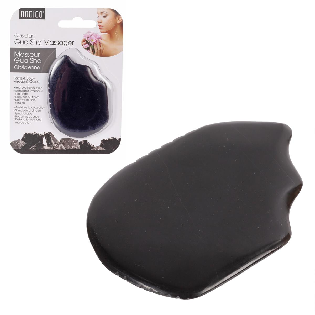 Bodico, Obsidian Gua Sha Massager 10*7cm, dbl blister