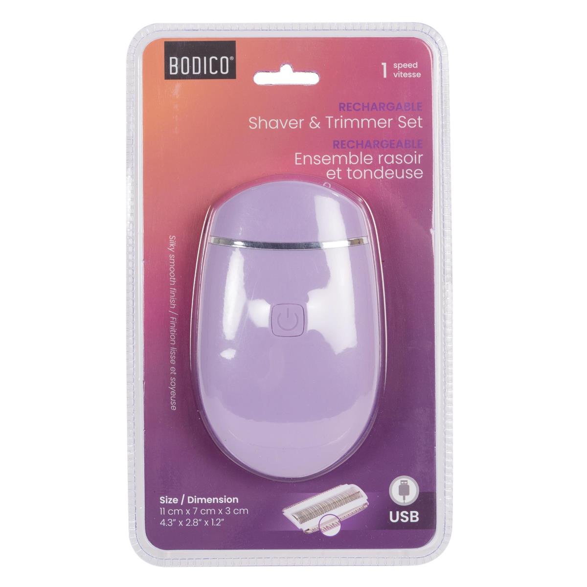 Bodico,USB Shaver,12x8x4cm,1-speed purple,rechargeable, dbl blister