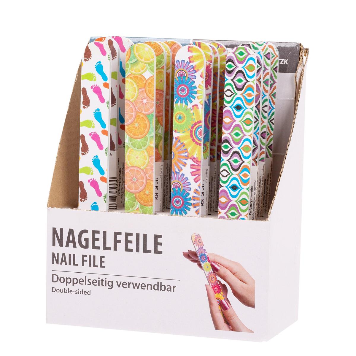 Bodico, Nail Files 18cm,4-asst,16/PDQ,shrink w label,