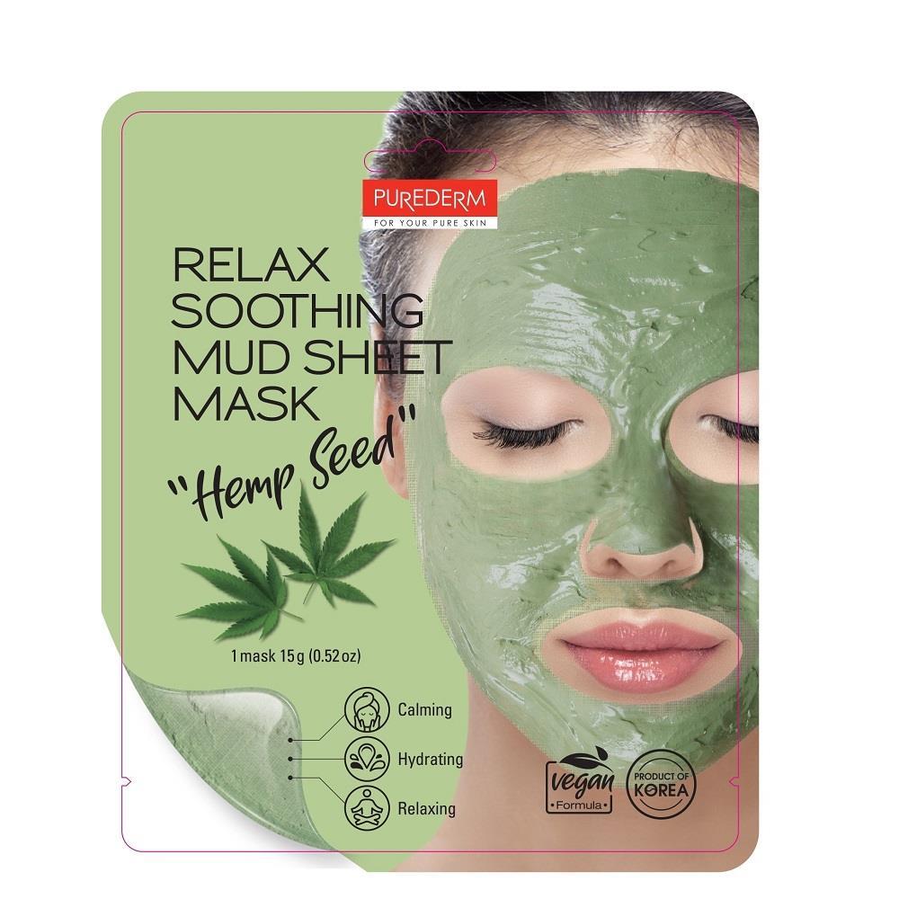 PureDerm, Relax Soothing Mud Sheet Mask, Pegable