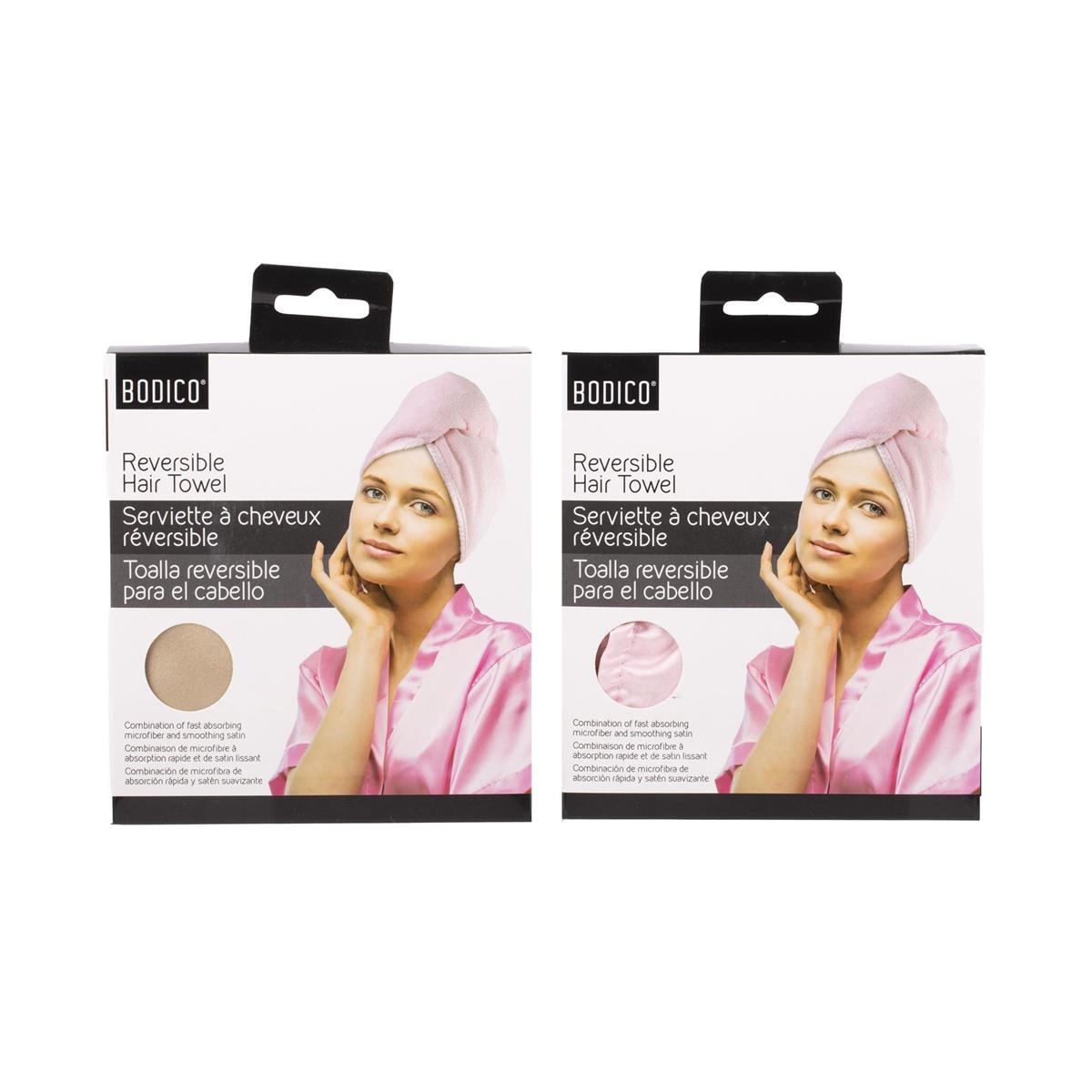 Bodico, Reversible Drying Towel ,Satin & Mirofibre, 2-asst, col box