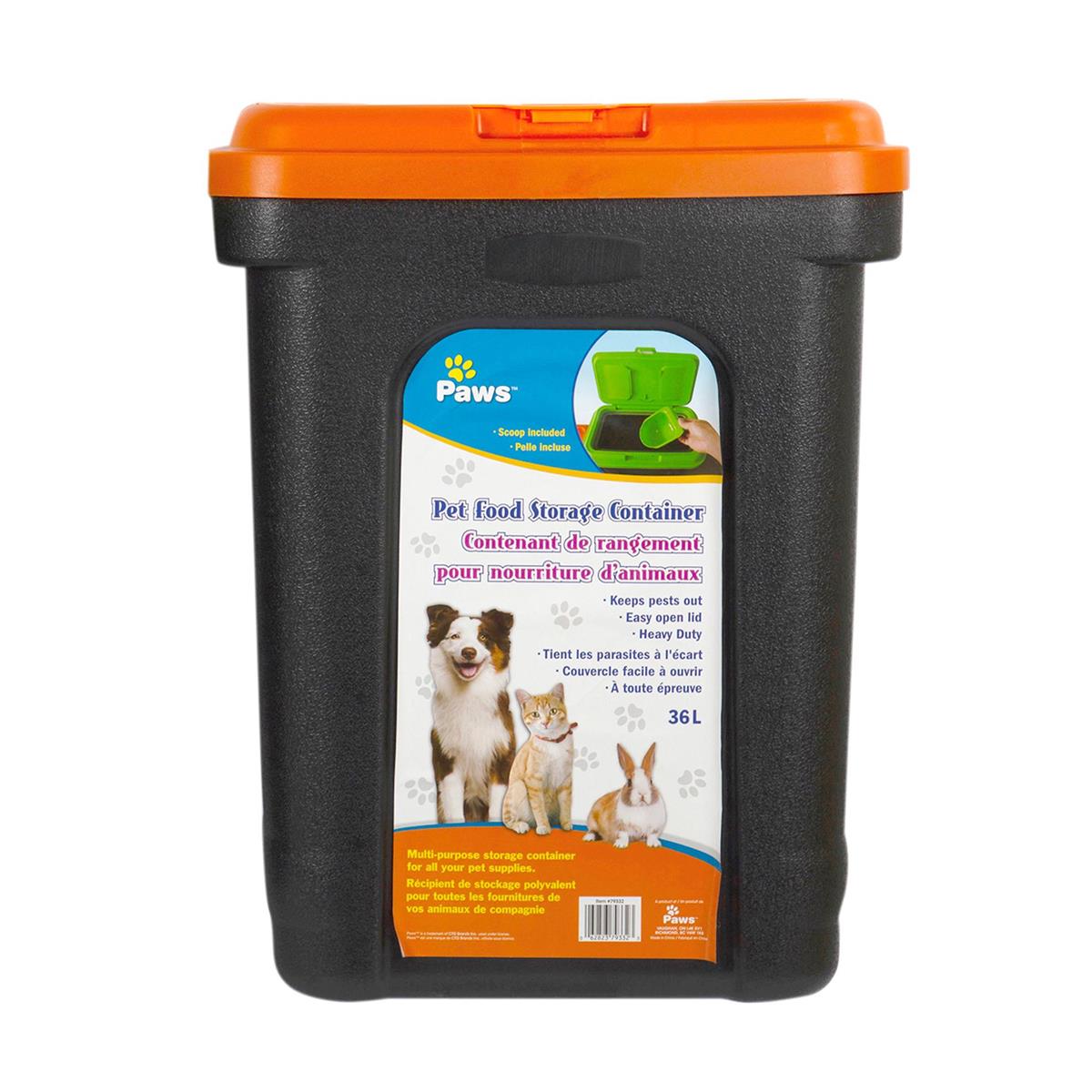 PAWS Pet Food Storage Container, 42x25x55CM, 36L