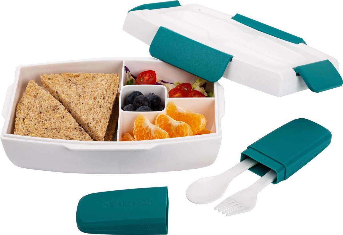 Luciano Bento Lunch Box w/ Cutlery & Locking Lid,2/c.,shrink+col.label