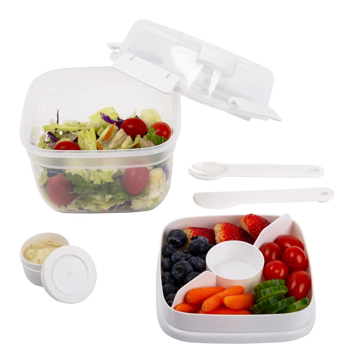 Luciano Salad / Snack Container w/ Cutlery Set,2/c,shrink + col. label