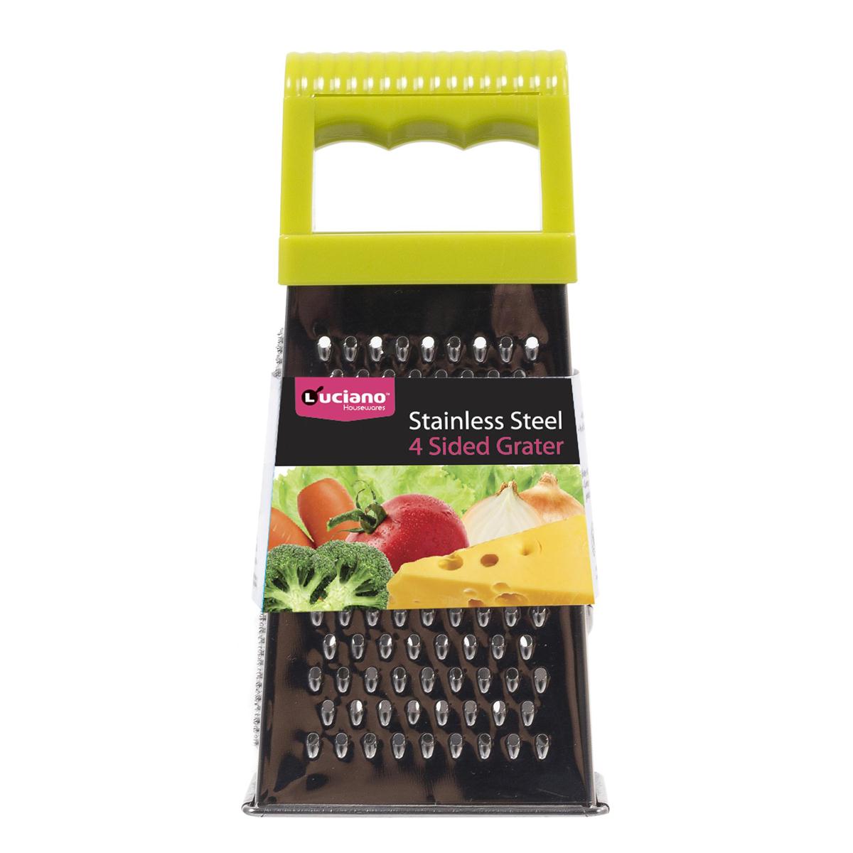 Luciano 7.25"H 4-Sided Grater, Stainless Steel, col. Sleeve