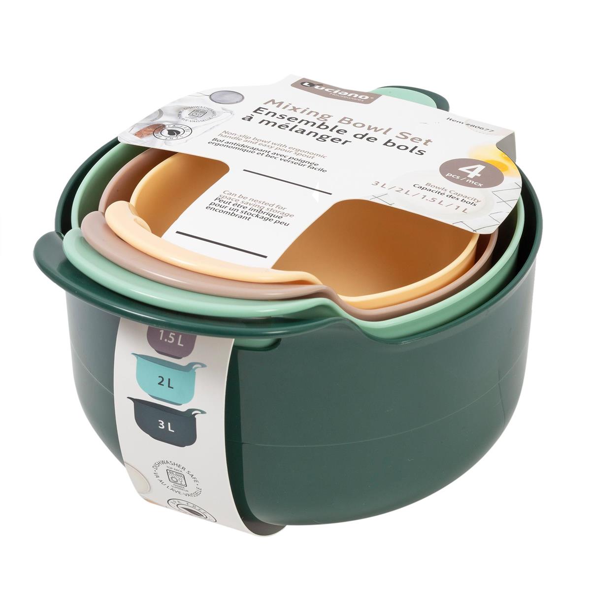 Luciano 4-pc Mixing Bowl Set, 3L, 2L, 1.5L, 1L, wrap card