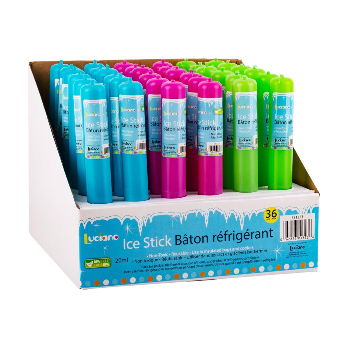 Luciano Ice Stick in DPY (88g), 3asst.Cols., 36/DPY, label,BPA Free