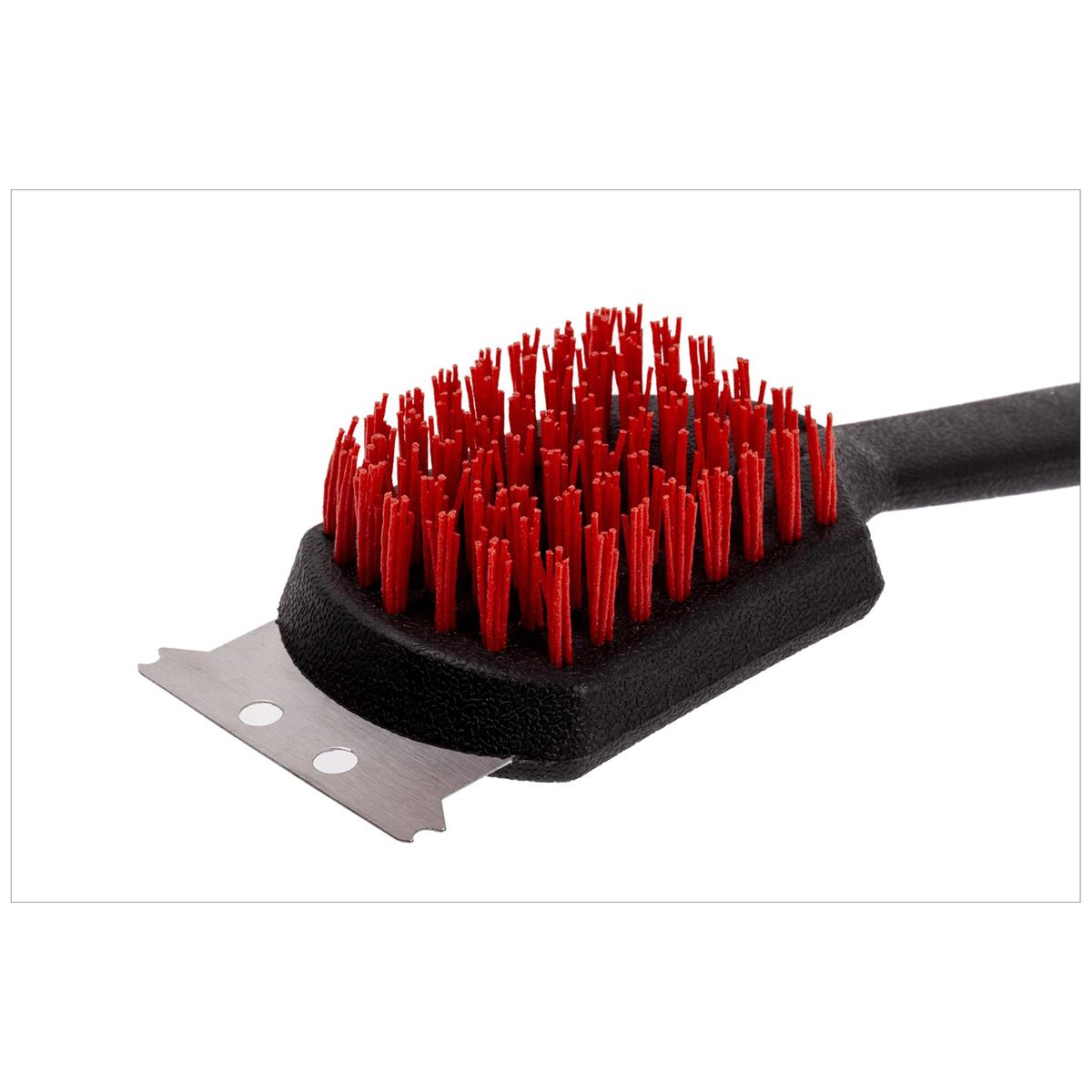 BBQ Nylon Grill Brush w/Scraper, 19", cht
