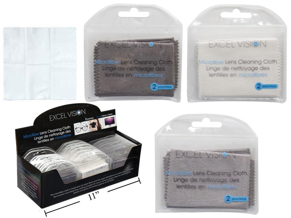 Excel Vision Lens Cleaning Cloth, 2-pc, 15x15cm, 3 col., 36/dsp