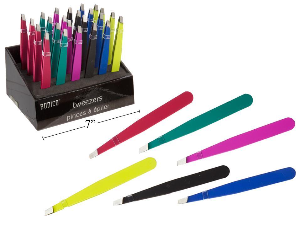 Bodico Tweezer w/Eva Coating, 6 col., 24/display