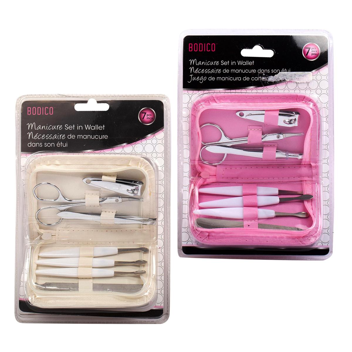 Bodico 7-pc Manicure Set w/Pouch, 2 col., double blister(HZ)