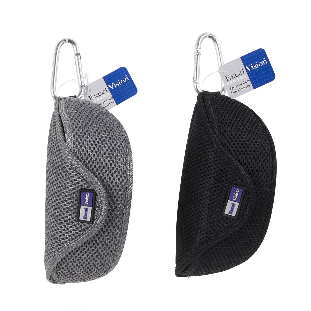 Excel Vision Sunglasses Case w/Snap Hook, 2asst: charcoal & black, h/t