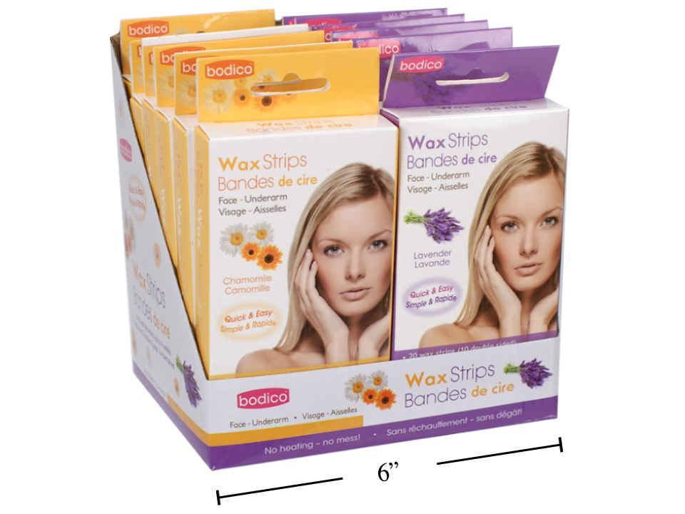 Bodico 10-pcScented Double Face Wax Strips,2 Wipes,2 Asst, cbx,12/dsp