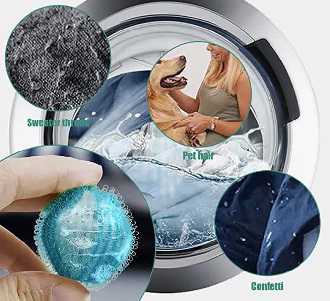 H.E. 4-PC Laundry Hair Lint Catcher Dia 3.5cm, 2 cols, Double blister